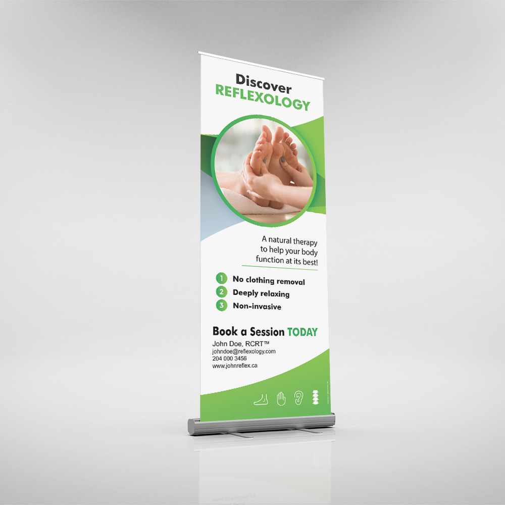 Points of Reflexology Roll-Up Banner (customizable) - Reflexology Store